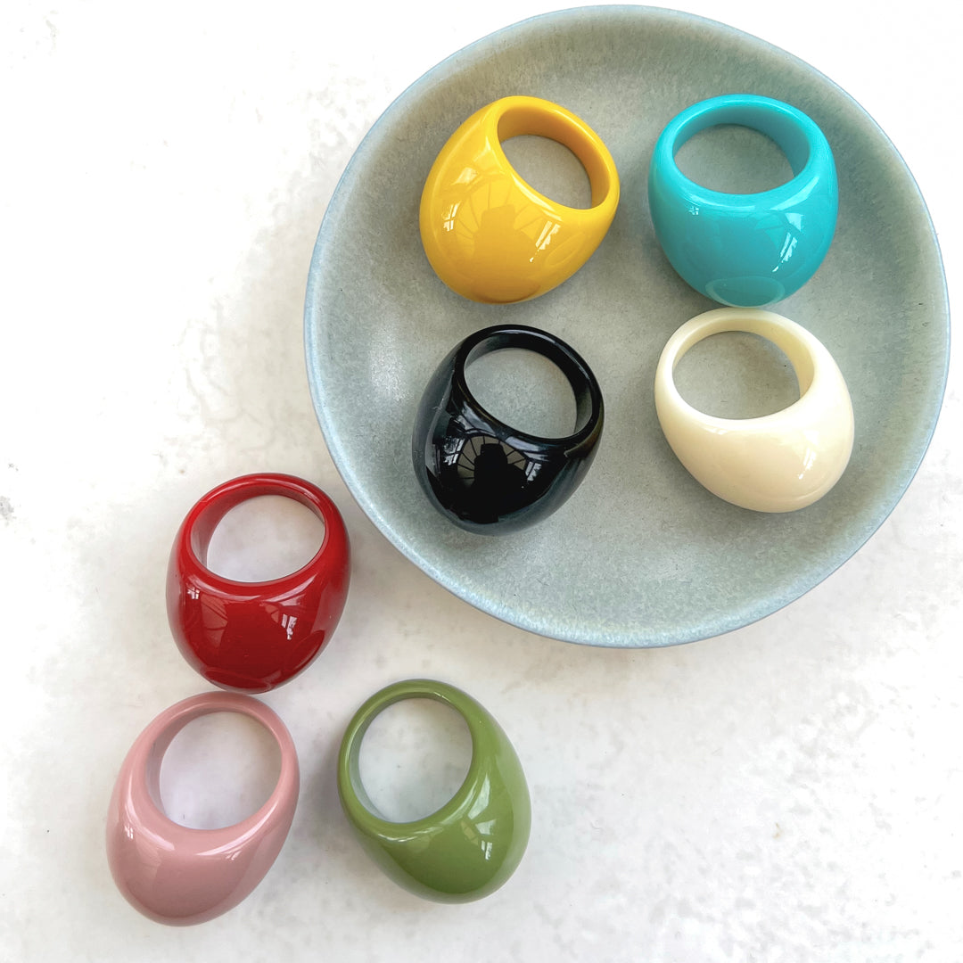 Chunky Dome Colourful Resin Ring – Vintage Lane